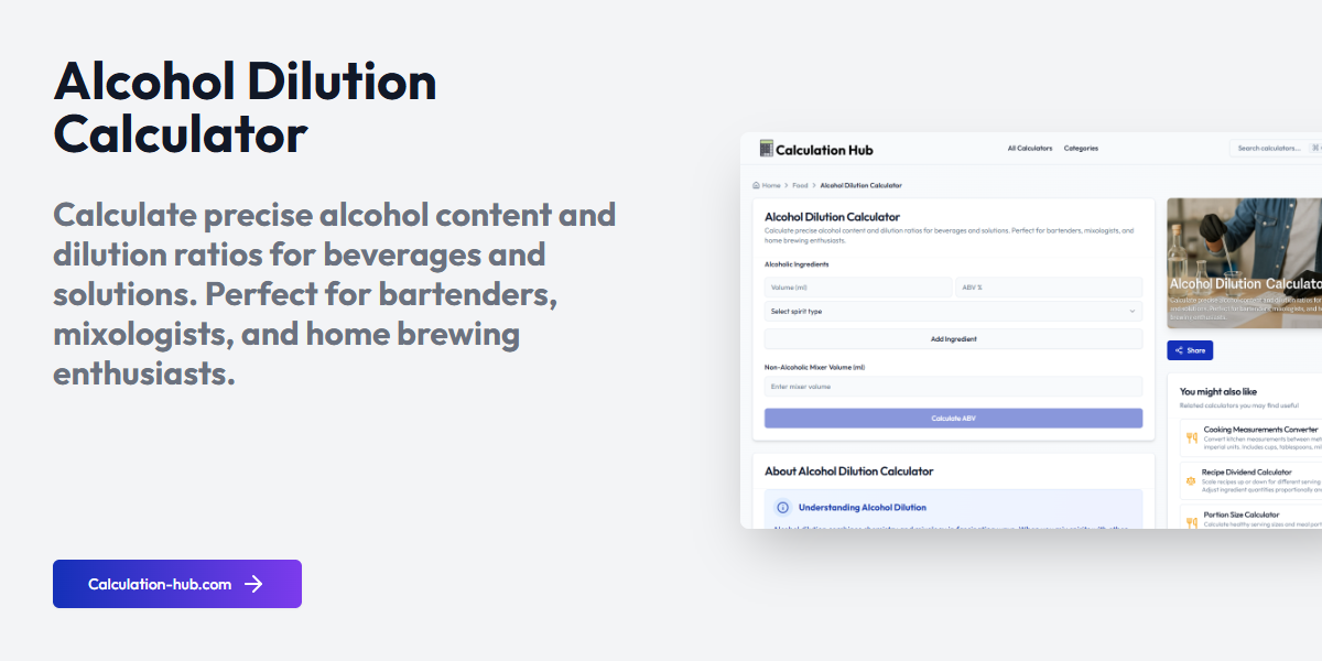 Alcohol Dilution Calculator | ABV for Cocktails - Calculation Hub