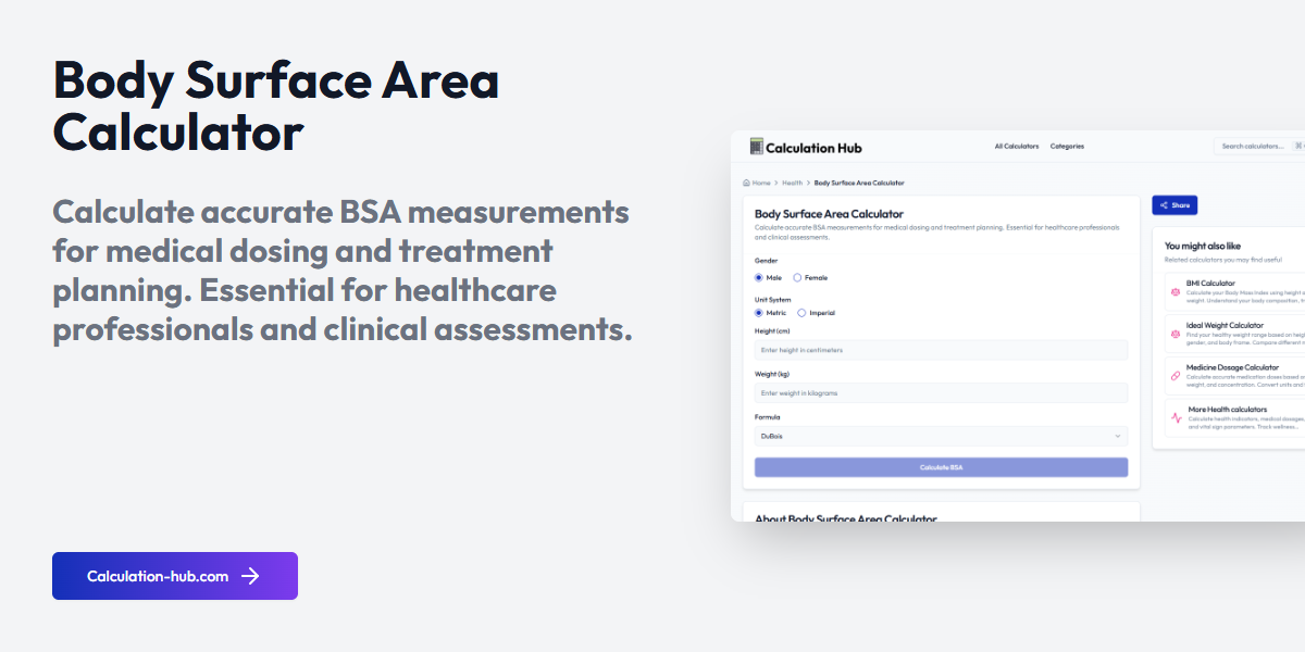 Body Surface Area Calculator - Calculation Hub