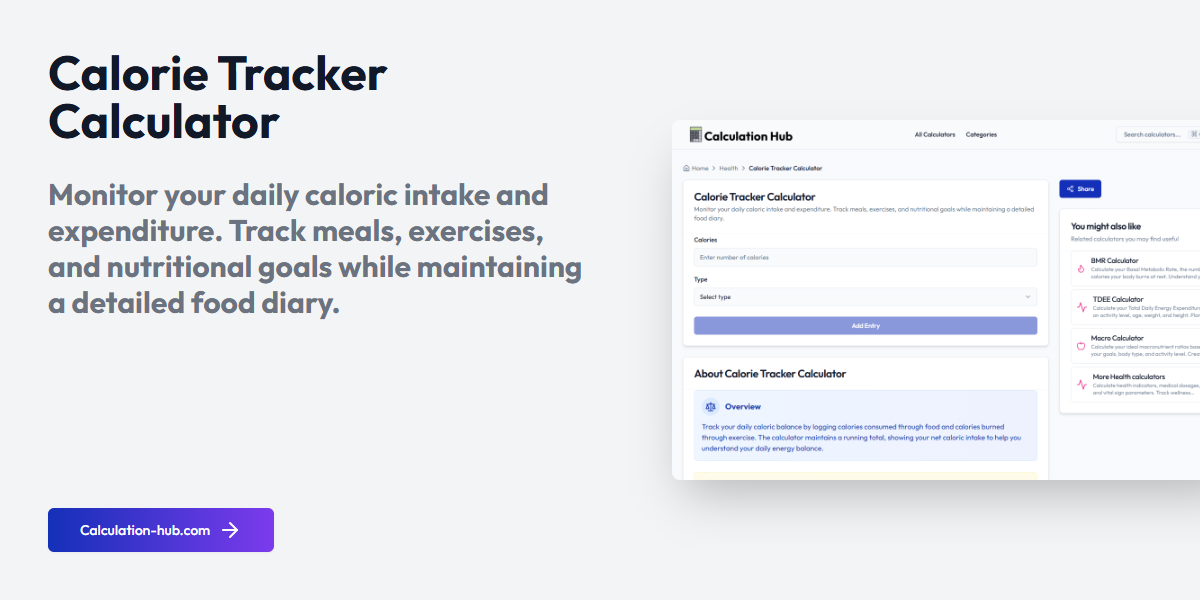 Calorie Tracker Calculator - Calculation Hub