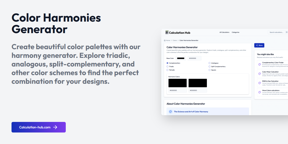 Color Harmonies Generator - Calculation Hub