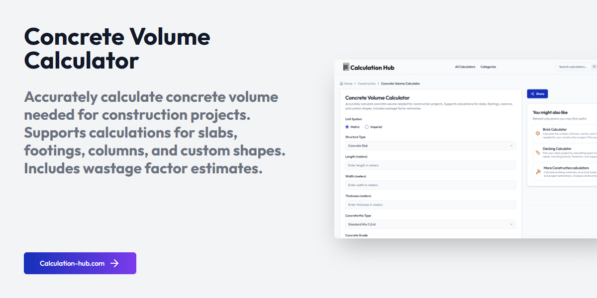 Concrete Volume Calculator - Calculation Hub
