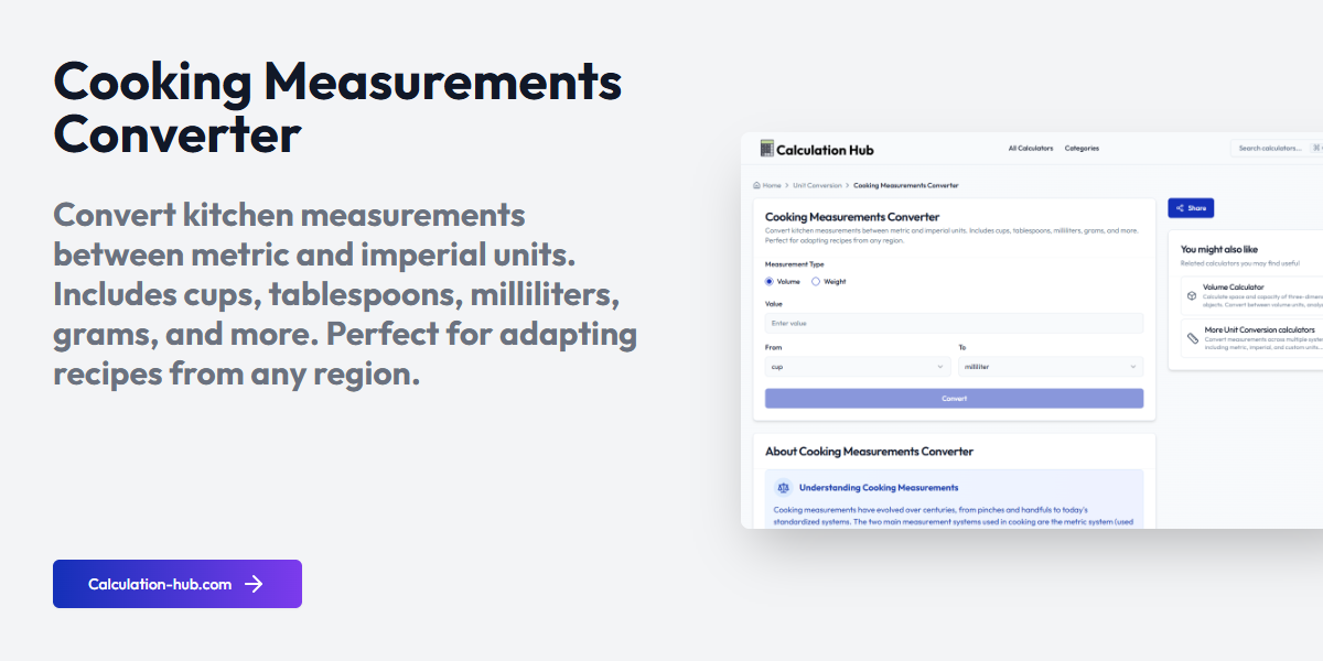 Cooking Measurements Converter - Calculation Hub