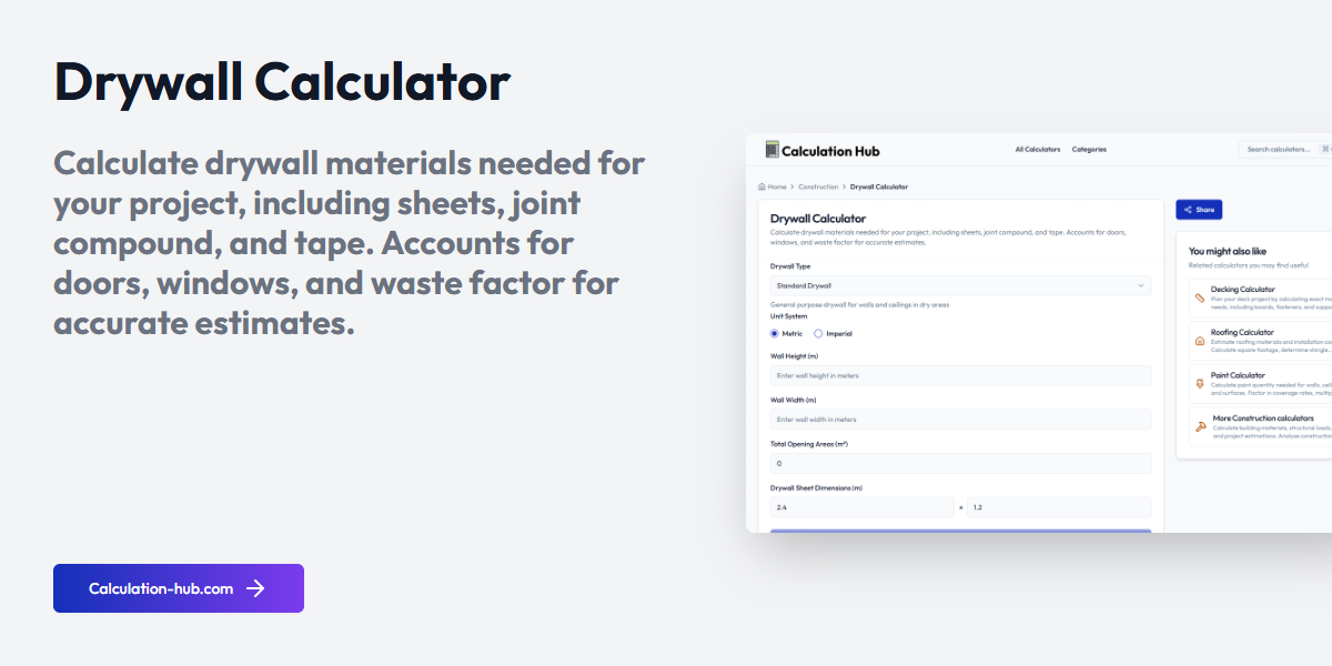 Drywall Calculator - Calculation Hub