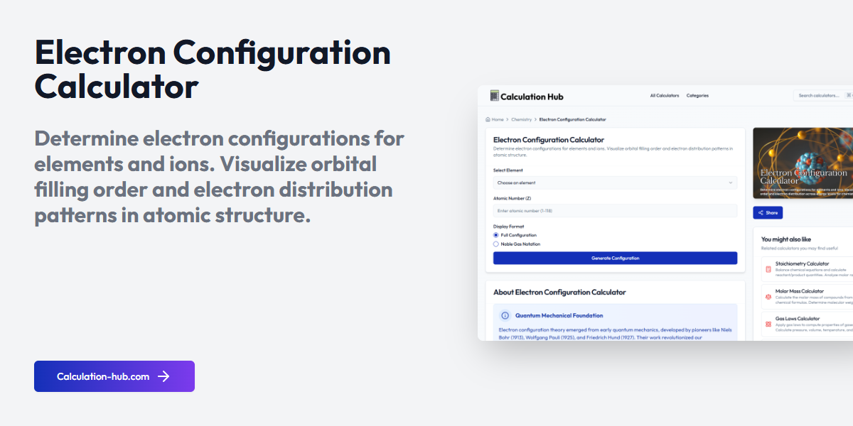 Electron Configuration Calculator - Calculation Hub