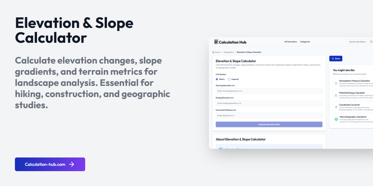 Elevation & Slope Calculator - Calculation Hub