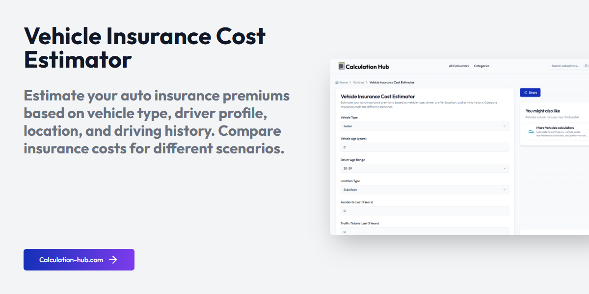 Vehicle Insurance Cost Estimator - Calculation Hub