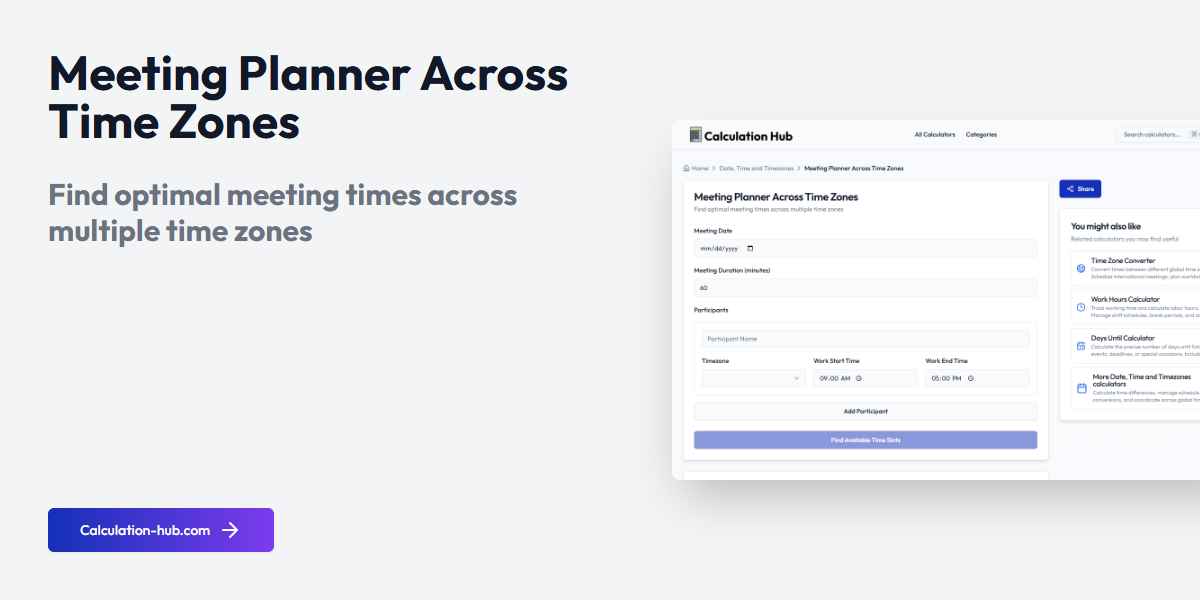 Meeting Time Planner - Schedule Across Time Zones - Calculation Hub