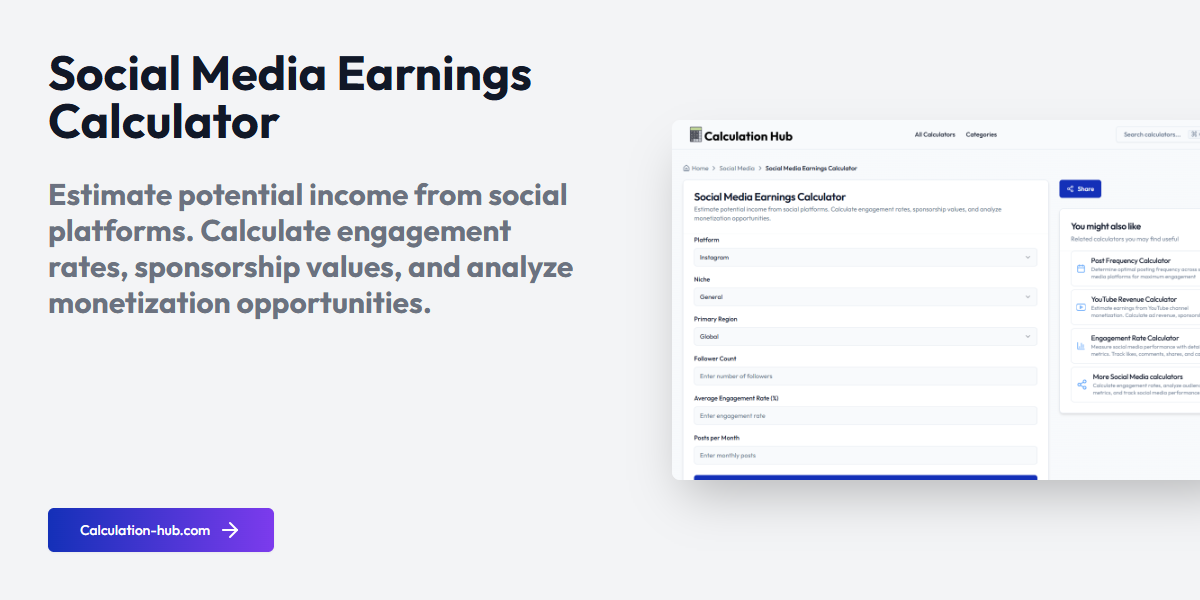 Social Media Earnings Calculator - Calculation Hub