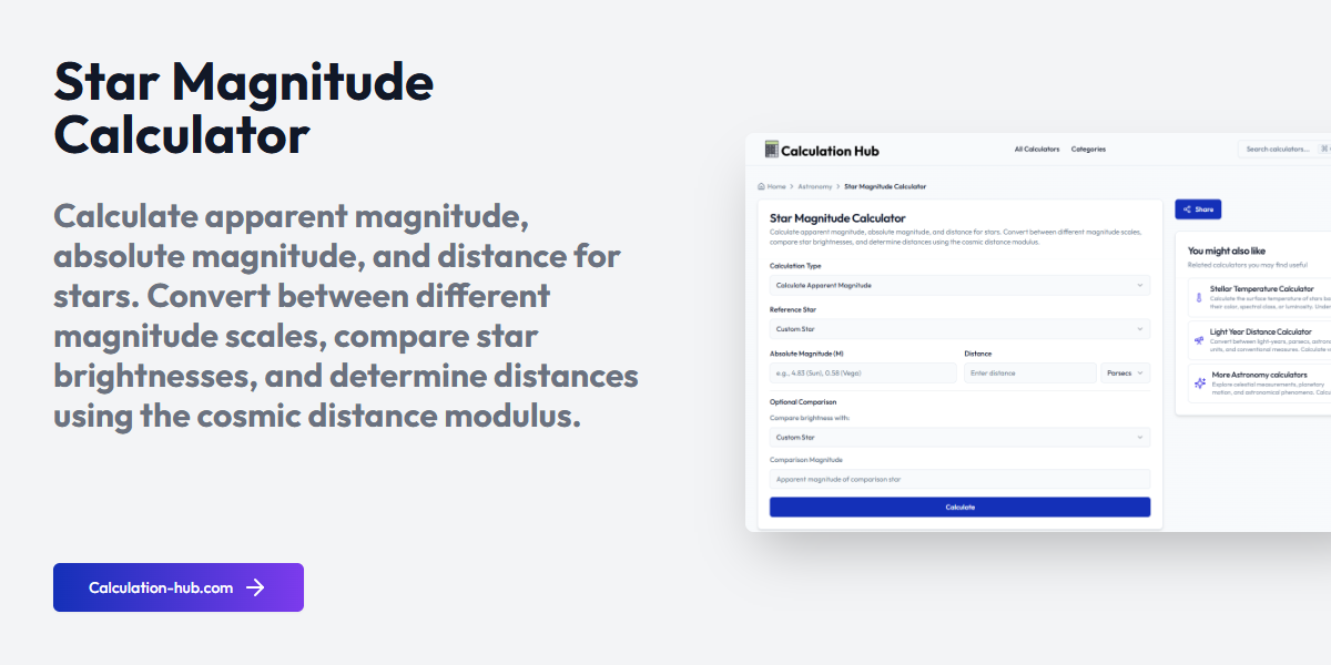 Star Magnitude Calculator - Calculation Hub