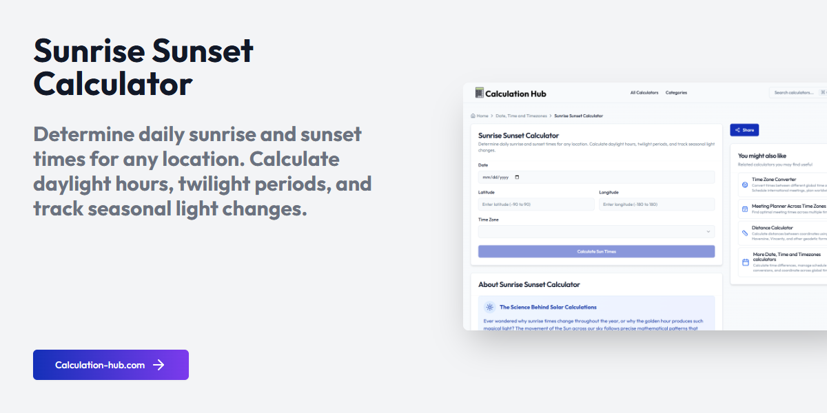 Sunrise Sunset Calculator - Calculation Hub
