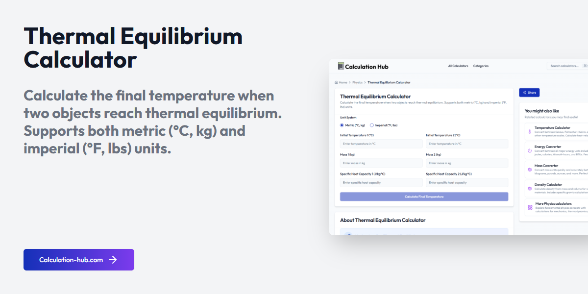 Thermal Equilibrium Calculator - Calculation Hub