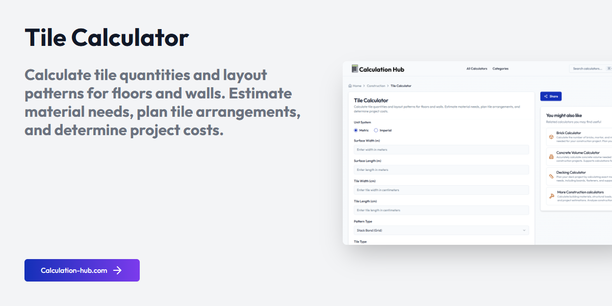 Tile Calculator | Calculation Hub - Every Calculation Tool You'll Ever Need