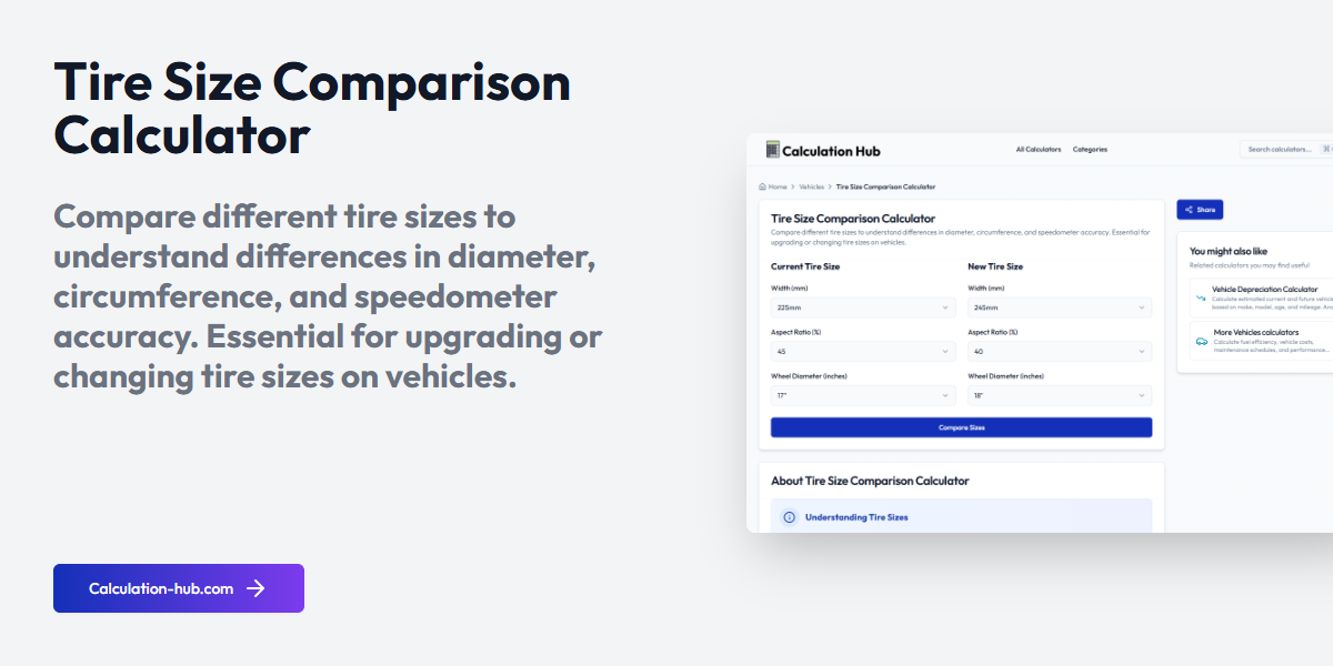 Tire Size Comparison Calculator - Calculation Hub