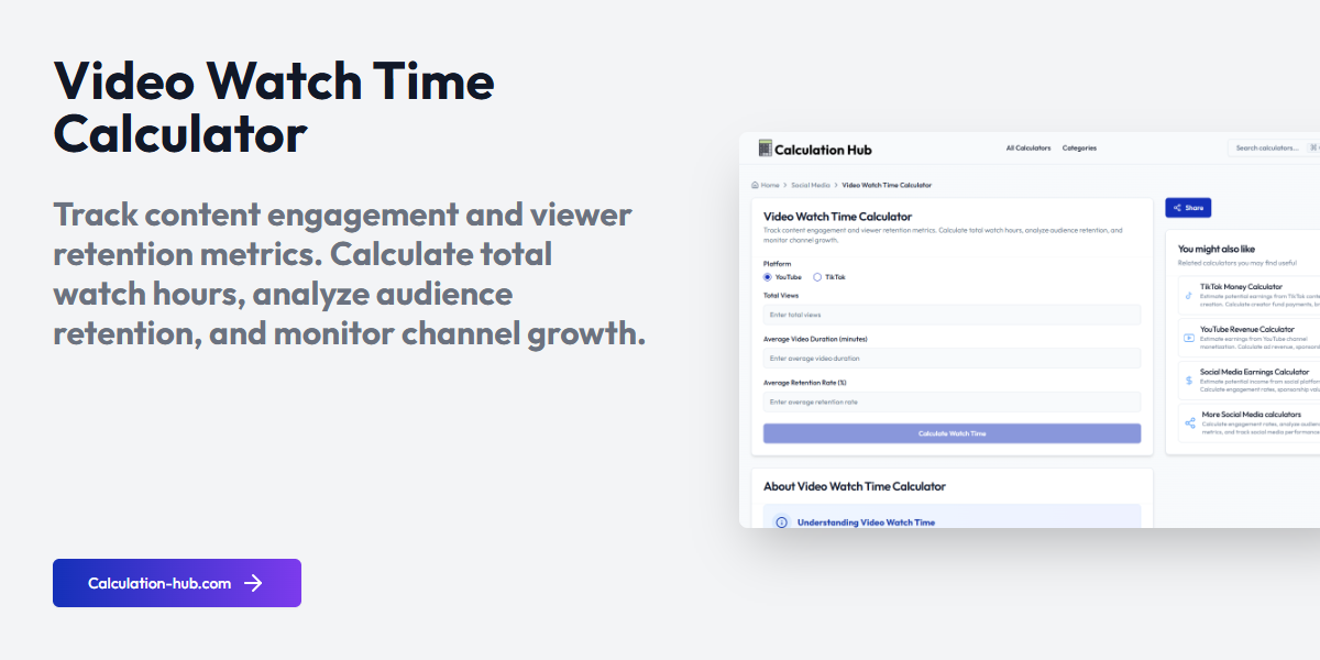 Video Watch Time Calculator - Calculation Hub