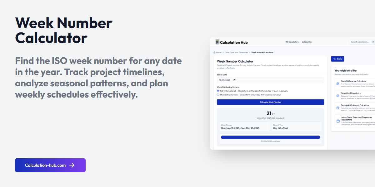 Week Number Calculator - Calculation Hub